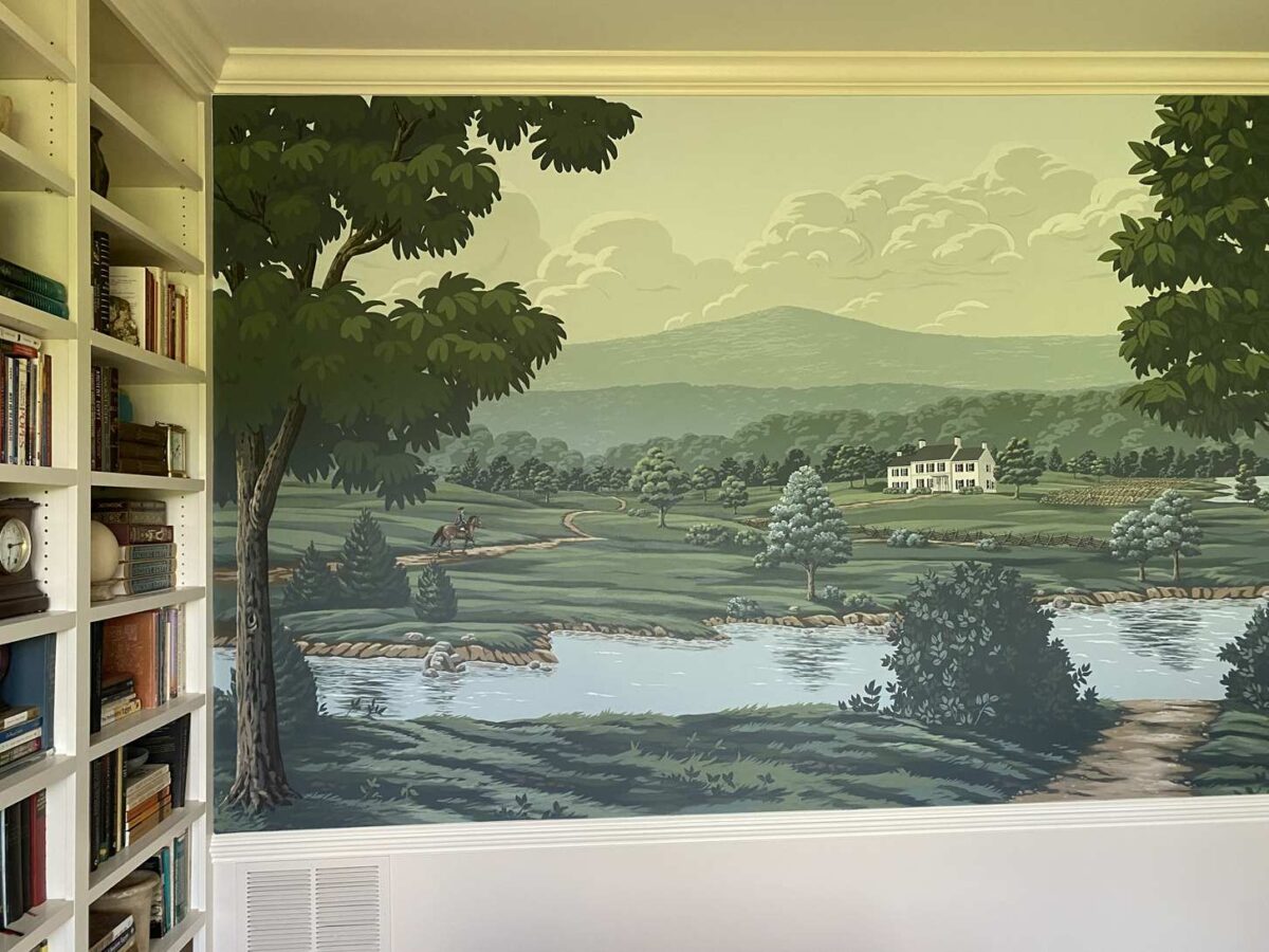 Colonial Style Mural in a Library - Mural Art