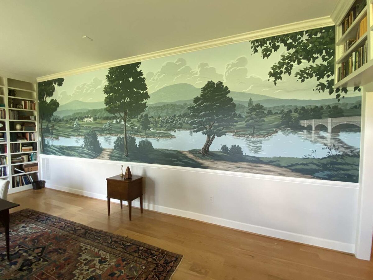 Colonial Style Mural in a Library - Mural Art