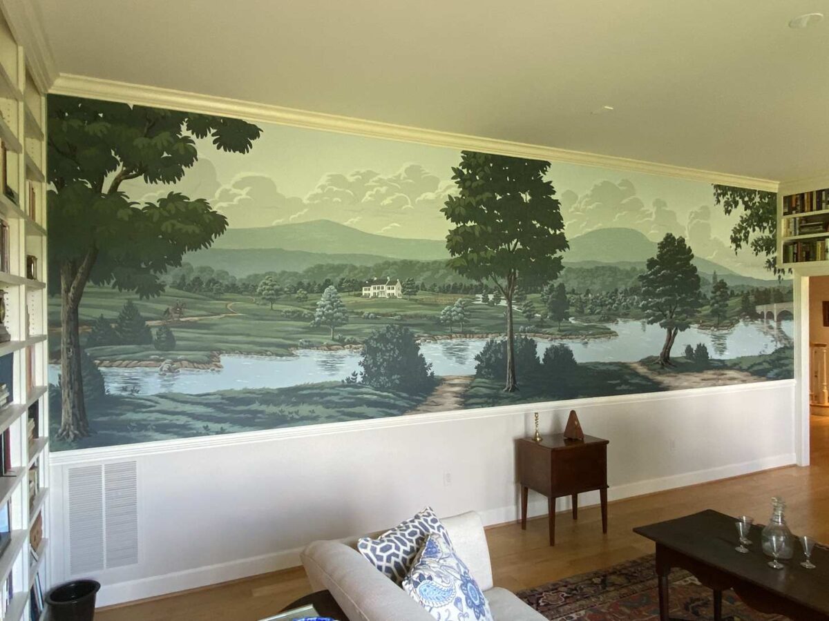 Colonial Style Mural in a Library - Mural Art