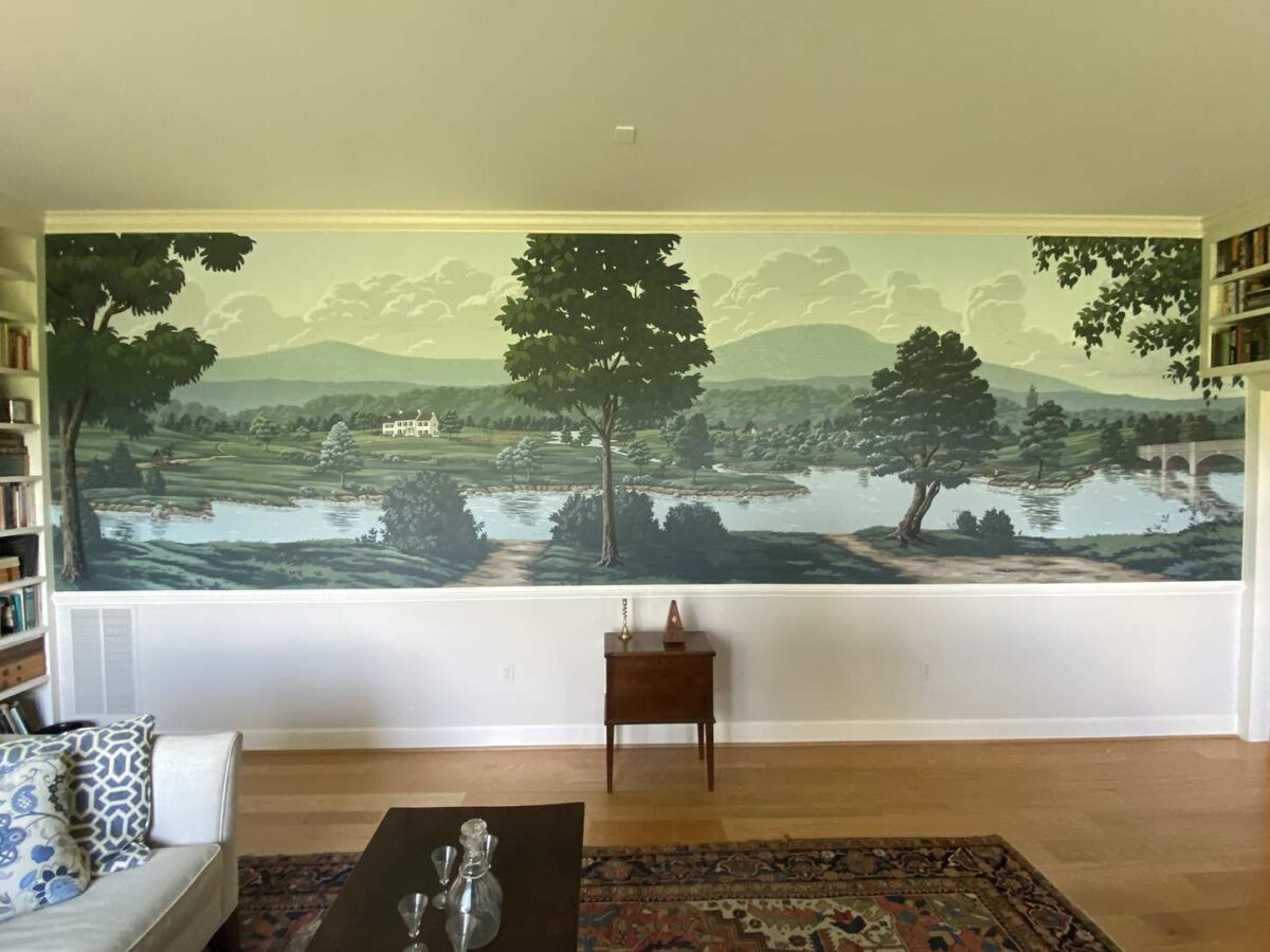 Colonial Style Mural in a Library - Mural Art