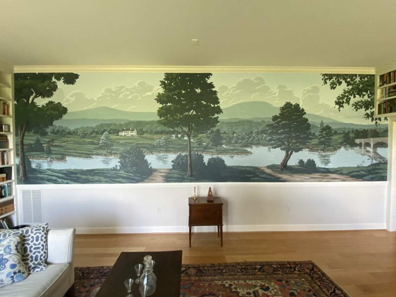 Colonial Style Mural in a Library - Mural Art