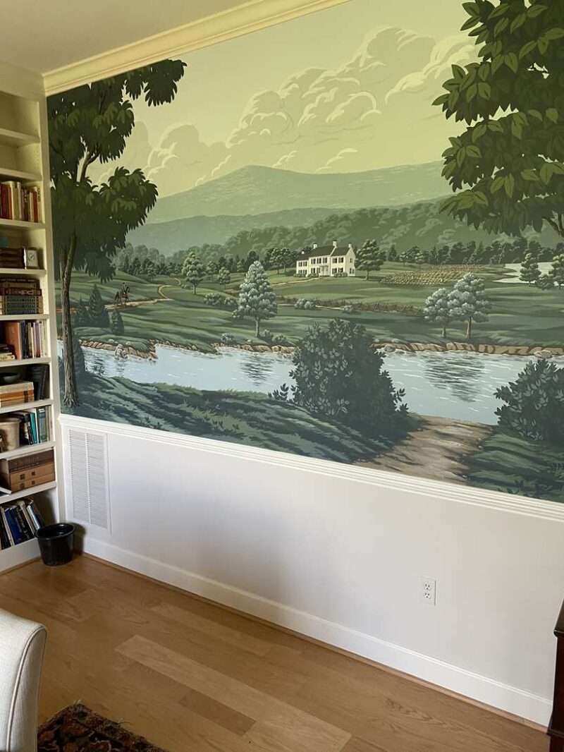 Colonial Style Mural in a Library - Mural Art