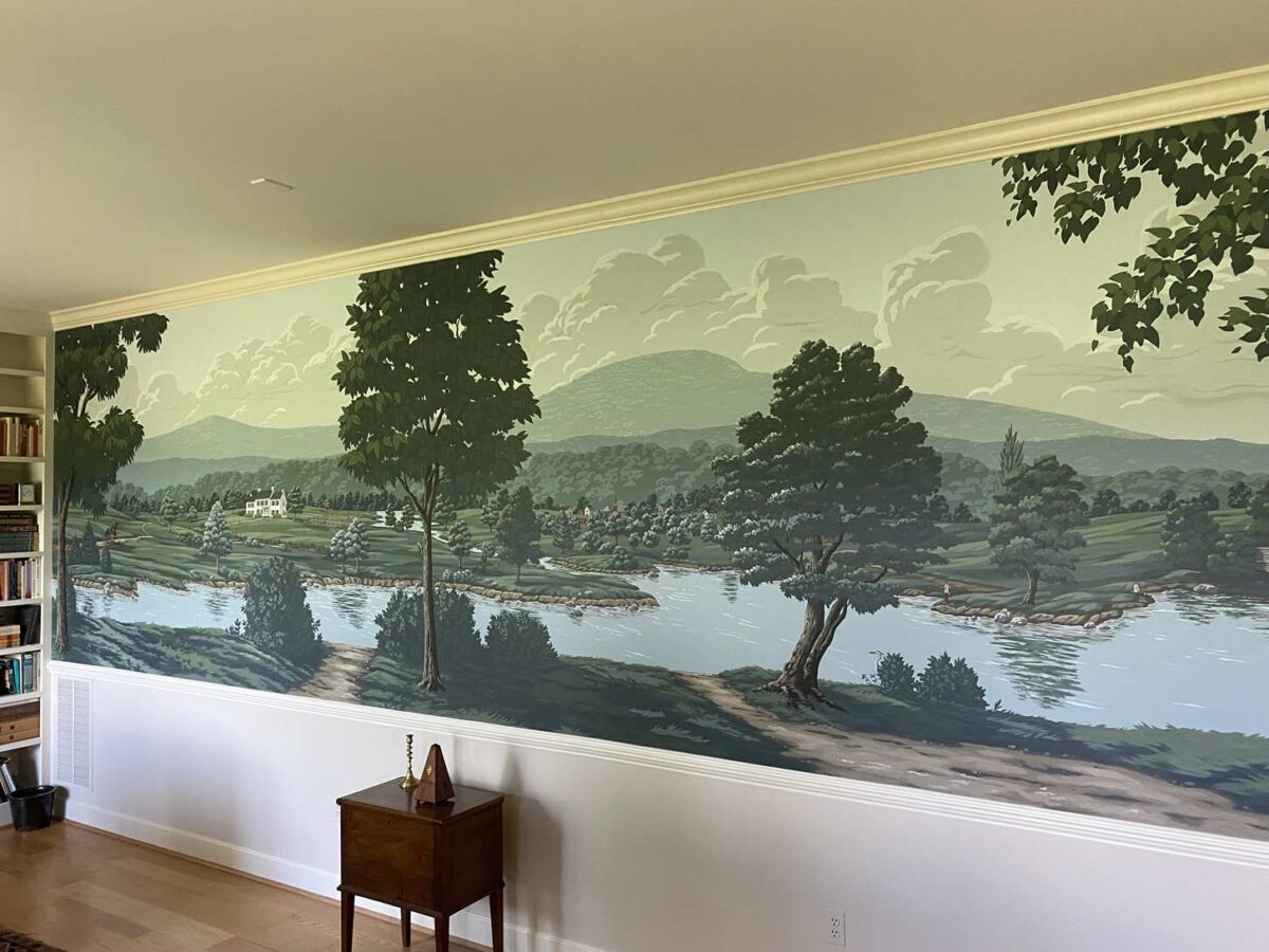 Colonial Style Mural in a Library - Mural Art