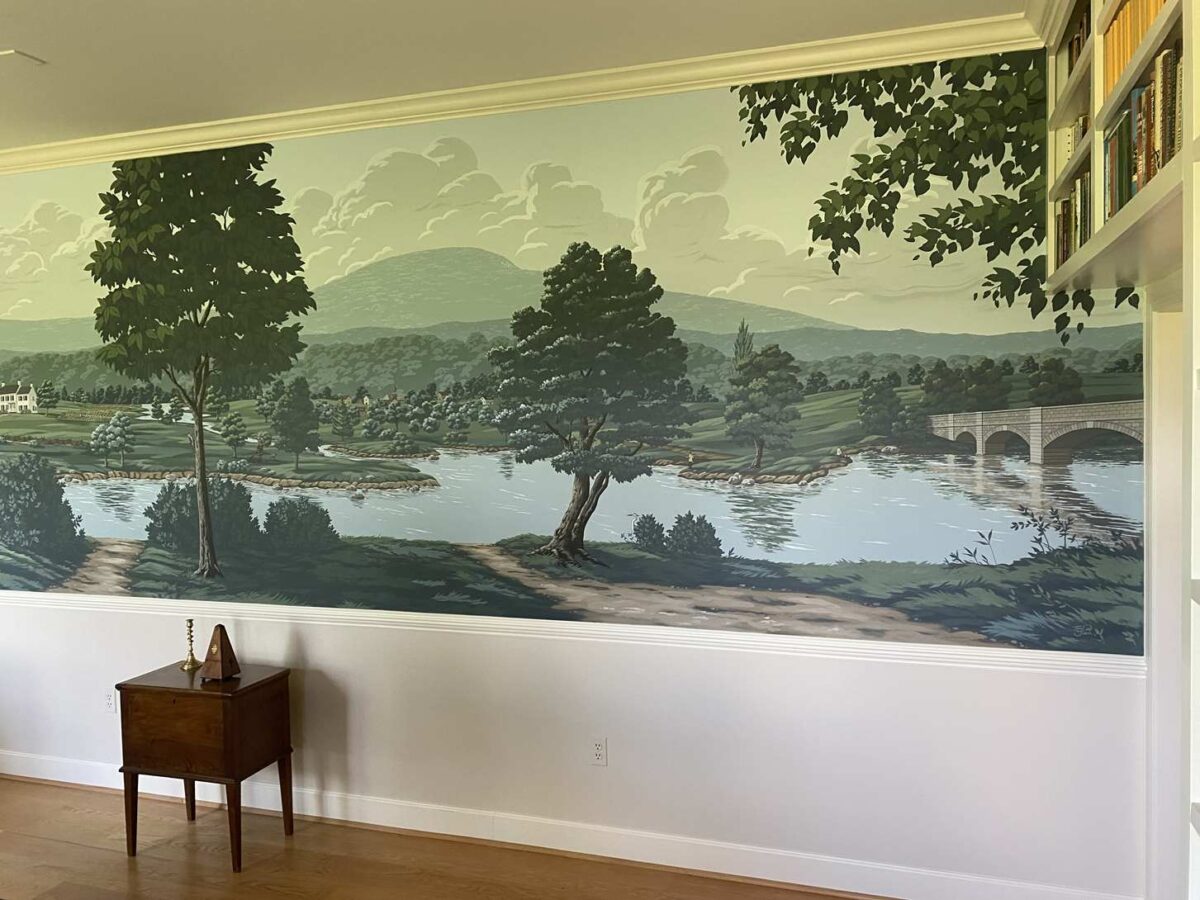 Colonial Style Mural in a Library - Mural Art