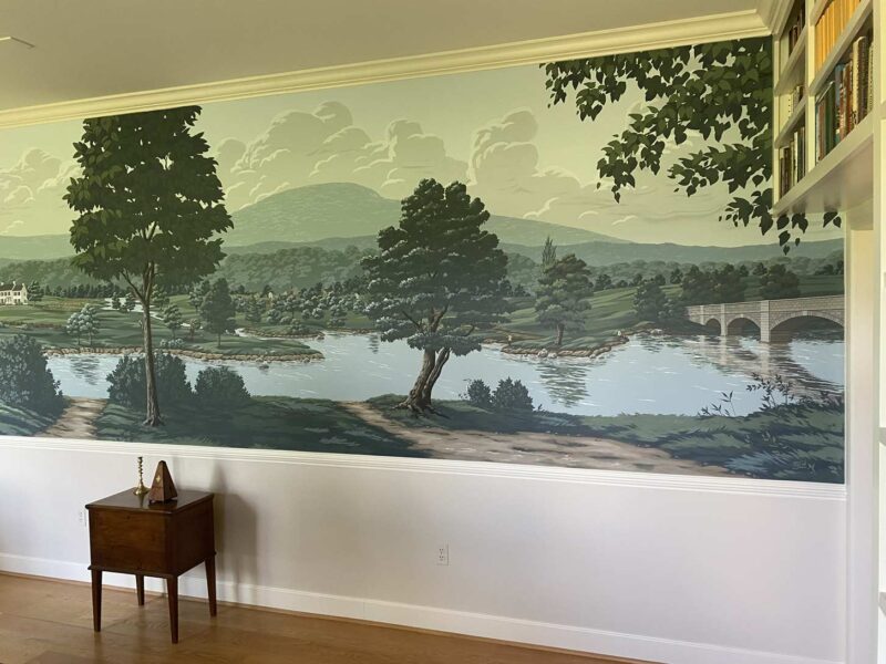 Colonial Style Mural in a Library - Mural Art