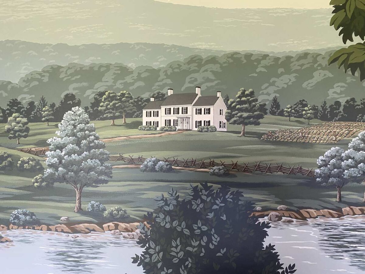 Colonial Style Mural in a Library - Mural Art