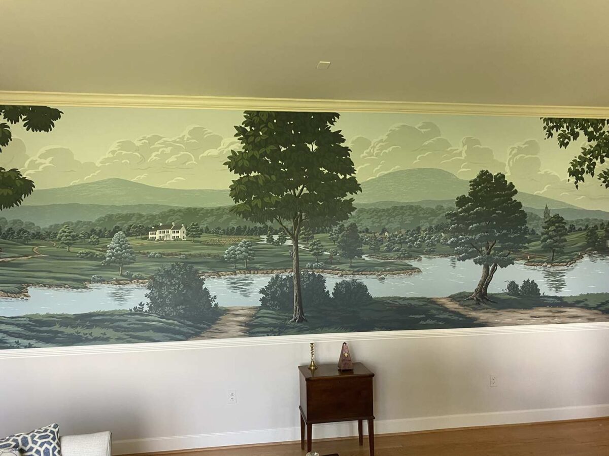 Colonial Style Mural in a Library - Mural Art
