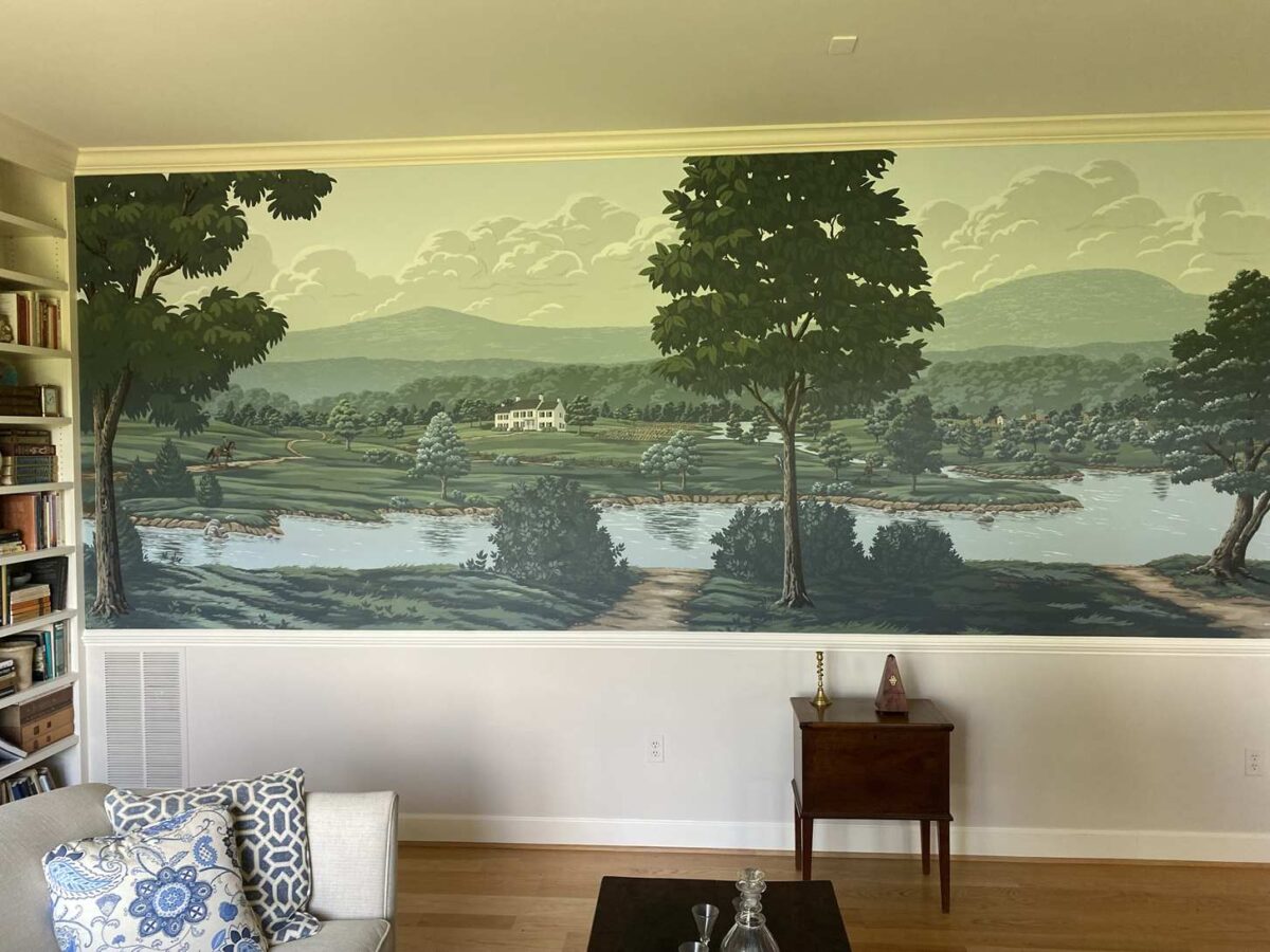 Colonial Style Mural in a Library - Mural Art