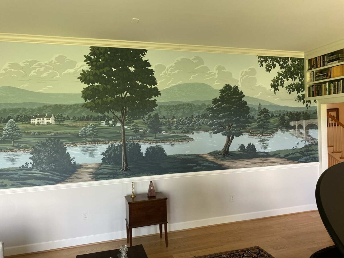 Colonial Style Mural in a Library - Mural Art