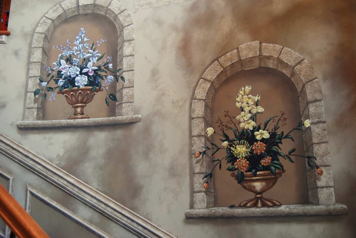 Flower Vase Niche Mural - Mural Art