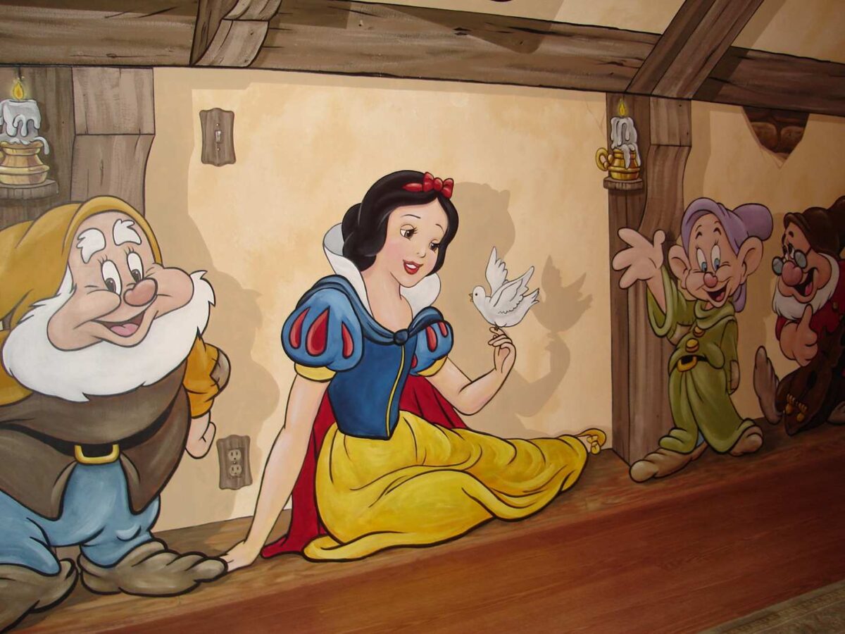 Snow White and the Seven Dwarfs Cottage Mural - Mural Art