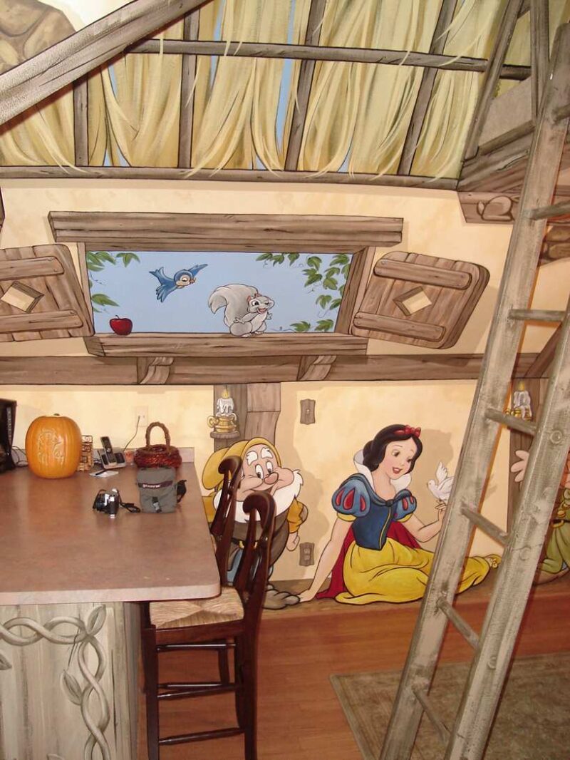 Snow White and the Seven Dwarfs Cottage Mural - Mural Art