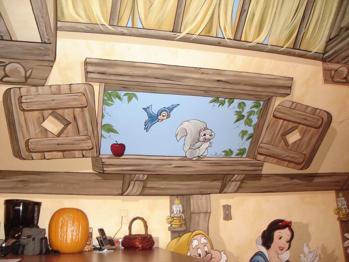 Snow White and the Seven Dwarfs Cottage Mural - Mural Art