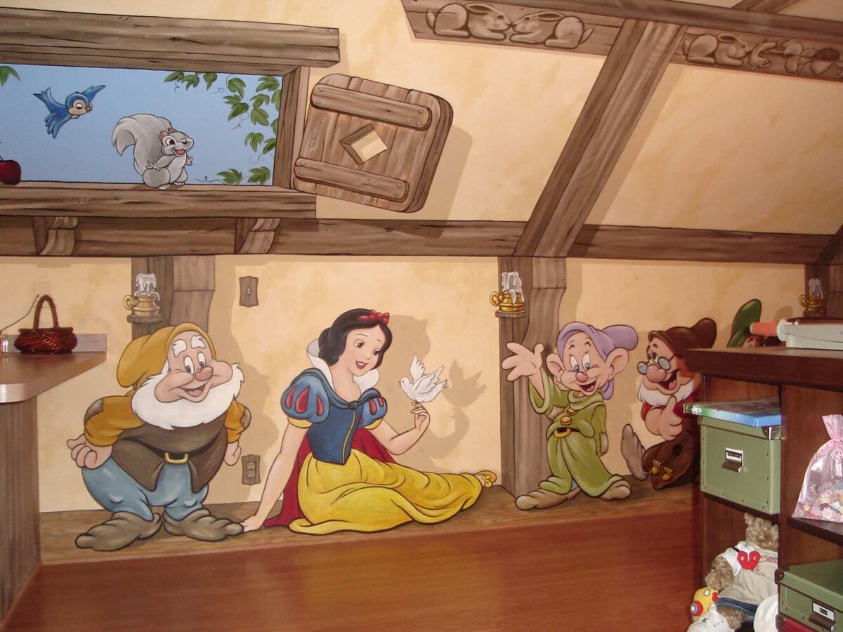 Snow White and the Seven Dwarfs Cottage Mural - Mural Art